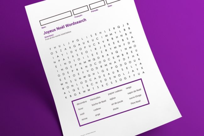 Joyeux Noël Wordsearch | Allô Mes Amis